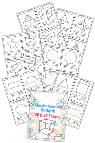Marshmallow & Toothpick Geometry Cards Printable STEM Activity | Mombrite