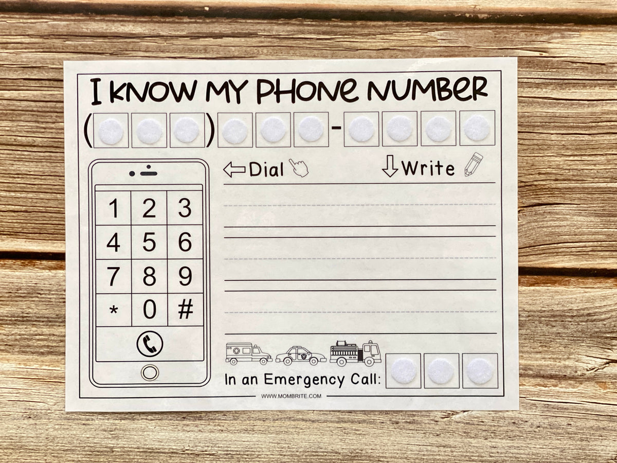 I Know My Phone Number Activity – Mombrite