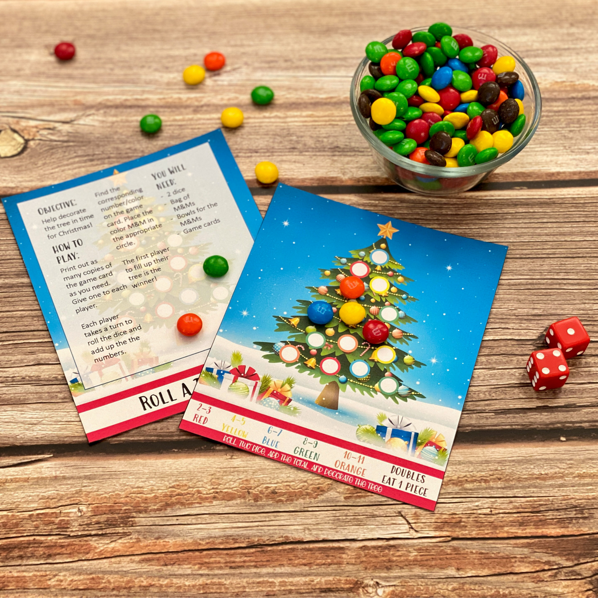 Roll a Tree Christmas Dice Game Printable for Kids | Mombrite