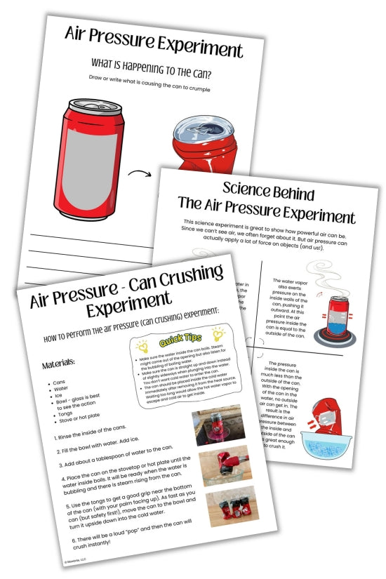Air Pressure Science Experiment Printable – Crushing a Can Activity ...